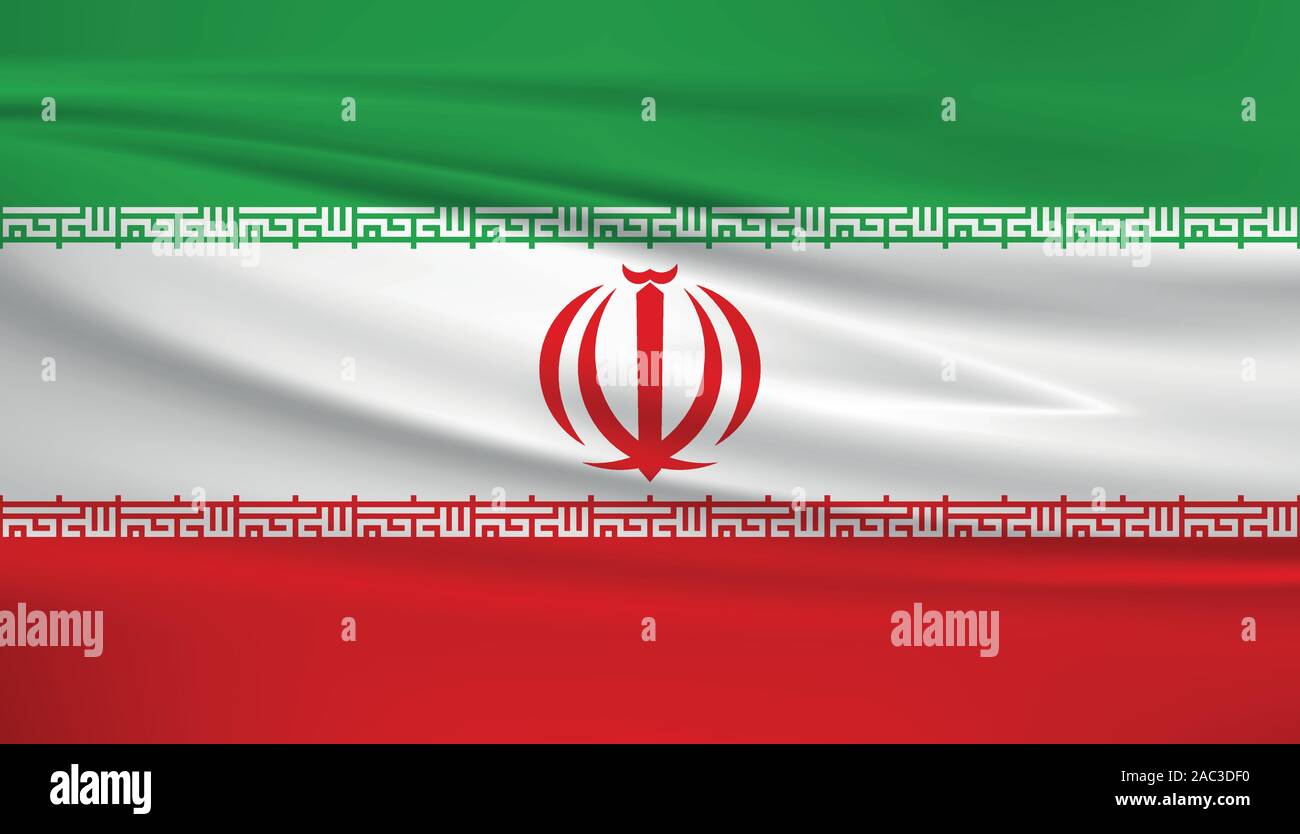 Waving Iran flag, official colors and ratio correct. Iran national flag ...
