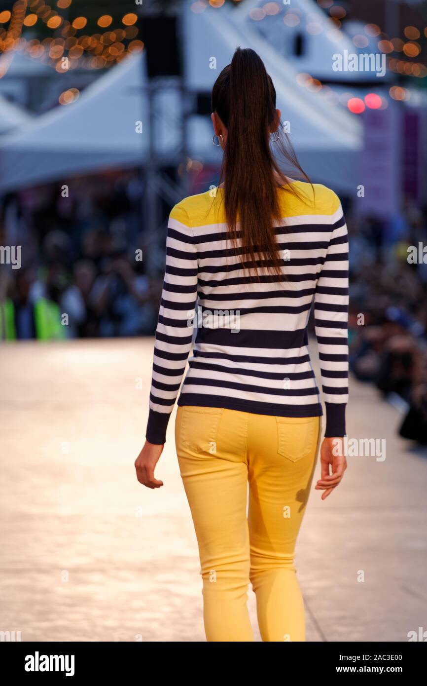 Quebec,Canada. A model walks the runway at the Elena Wang fashion show ...