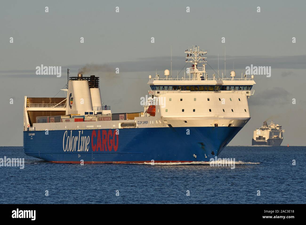 Color Carrier arrives at Kiel Stock Photo - Alamy