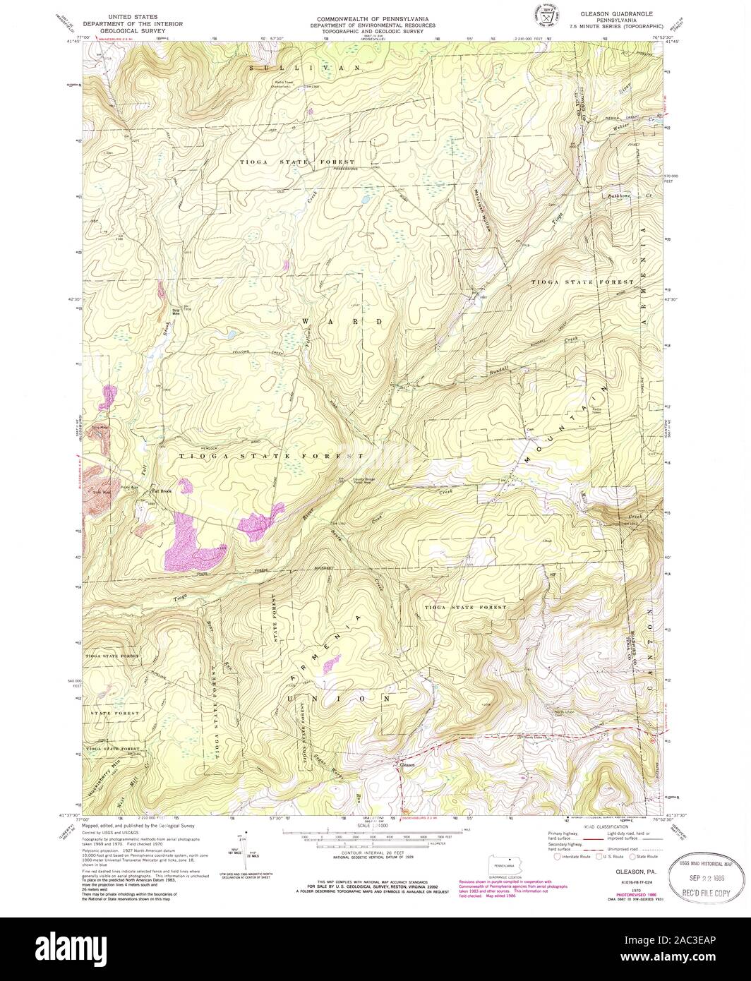 USGS TOPO Map Pennsylvania PA Gleason 223112 1970 24000 Restoration ...