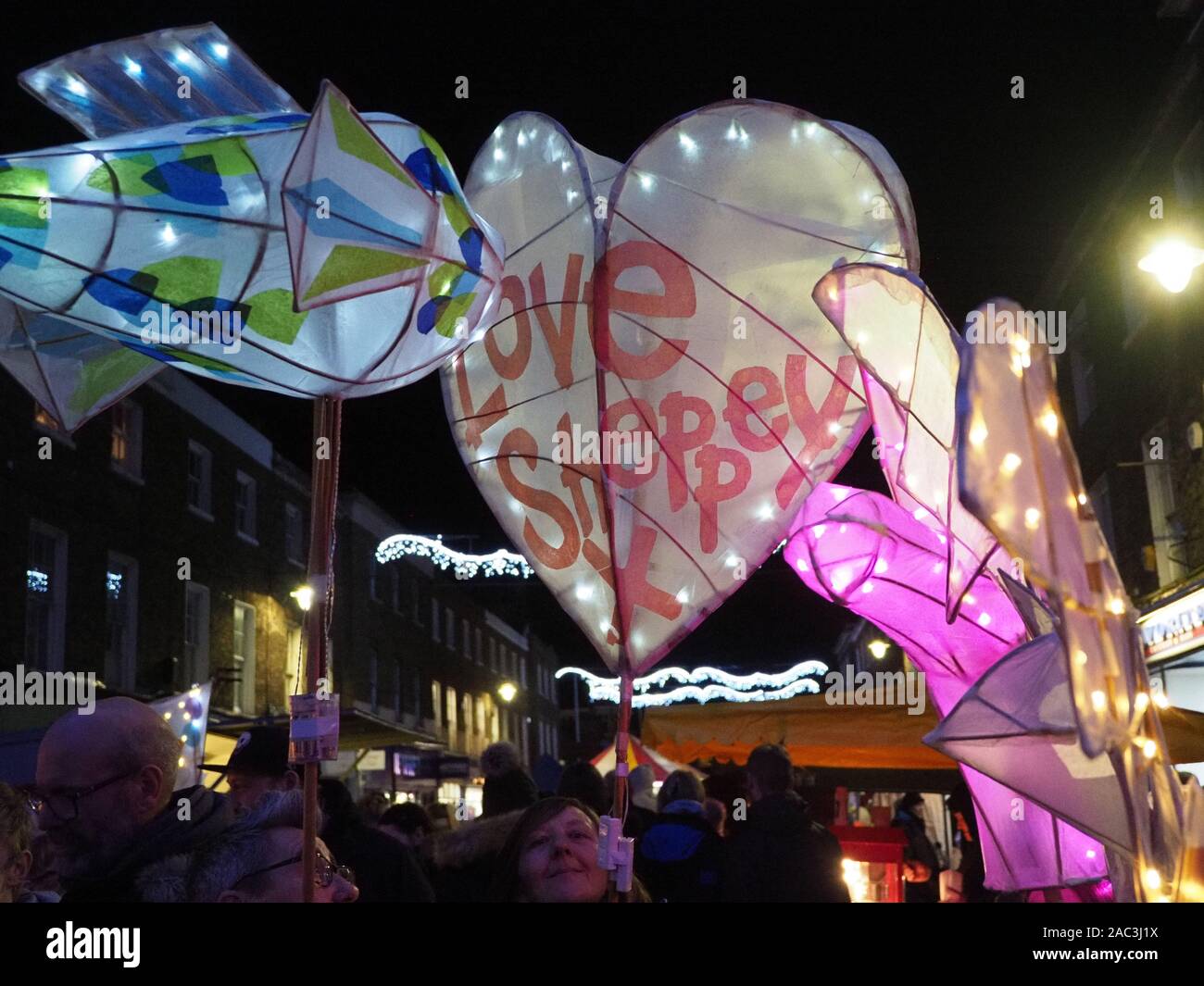 Sheerness, Kent, UK. 30th Nov, 2019. A brightly coloured lantern parade ...