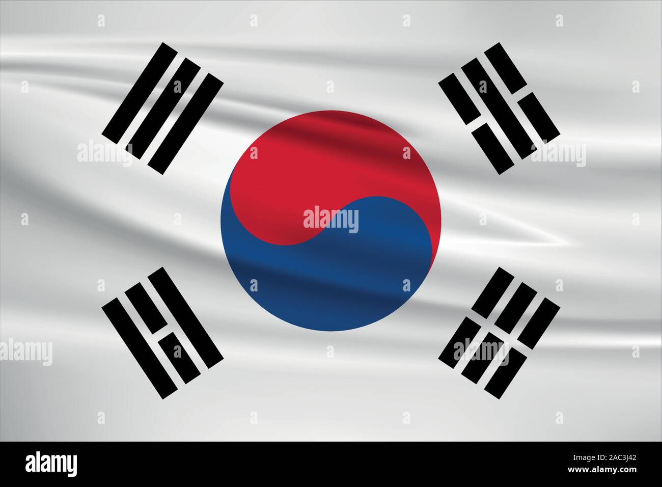 Waving South Korea flag, official colors and ratio correct. South Korea ...