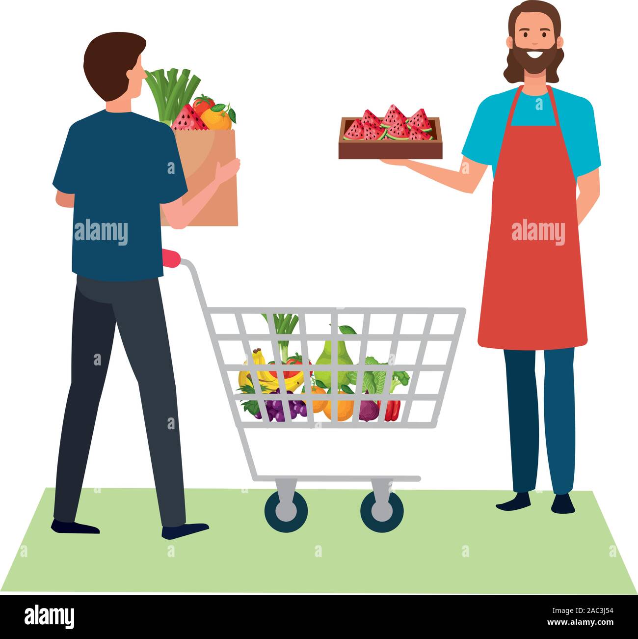 Isolated seller man and client vector design Stock Vector Image & Art ...