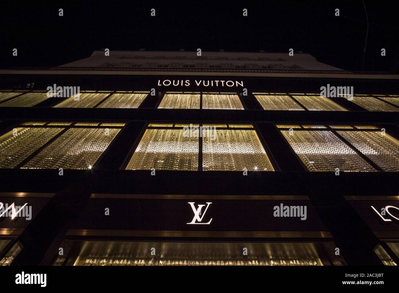 VIENNA, AUSTRIA - NOVEMBER 6, 2019: Louis Vuitton Logo on their local ...