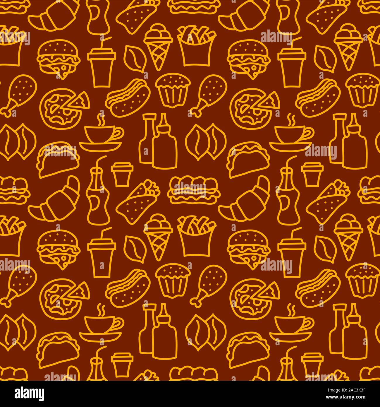 illustration of the fast food seamless pattern Stock Vector Image & Art ...