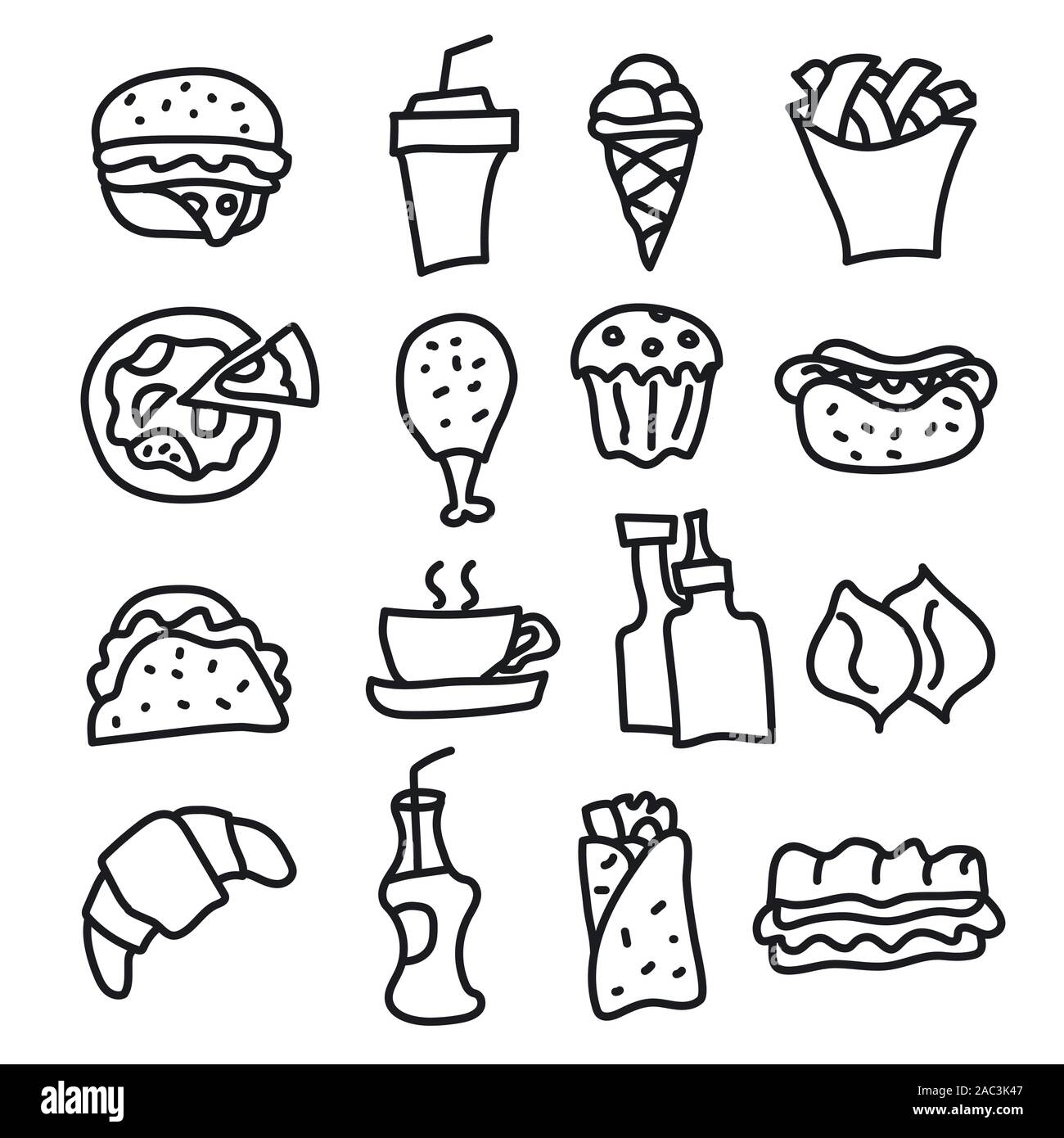 Unhealthy Food Clipart Black And White
