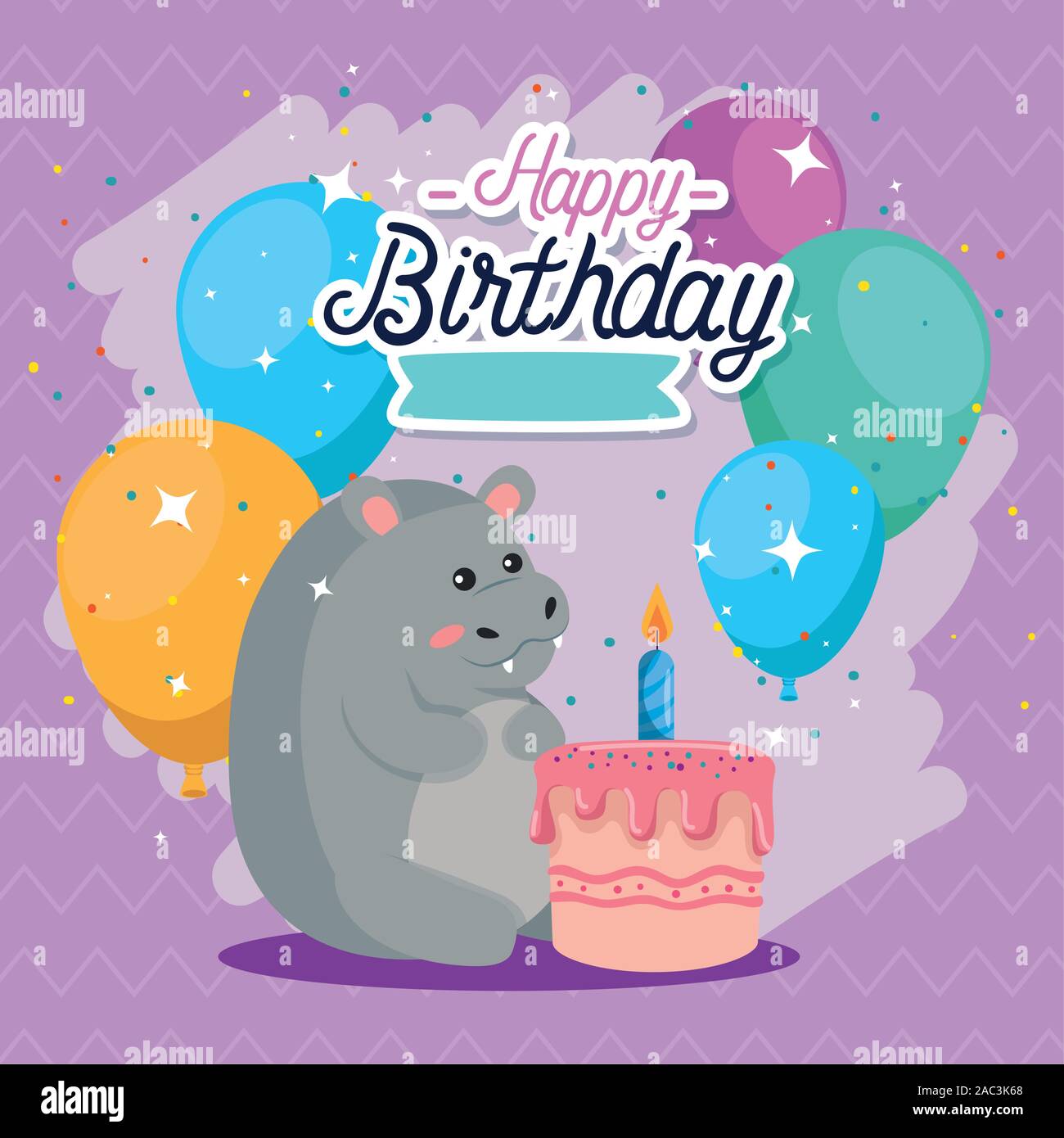 Hippo with happy birthday vector design Stock Vector Image & Art - Alamy