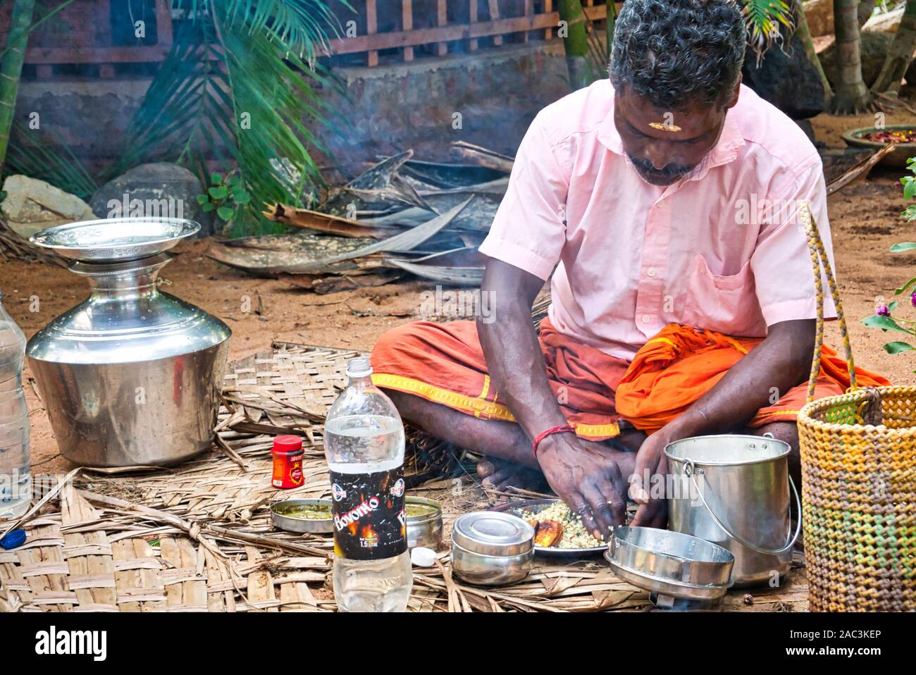 PUDUCHERRY, INDIA - DECEMBER Circa, 2018. Unidentified Poor Indian ...