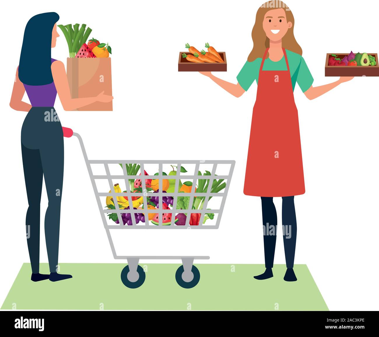 Isolated seller woman and client vector design Stock Vector Image & Art ...