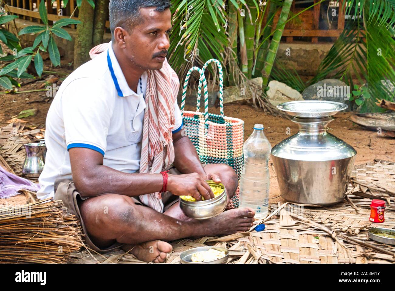 PUDUCHERRY, INDIA - DECEMBER Circa, 2018. Unidentified Poor Indian ...