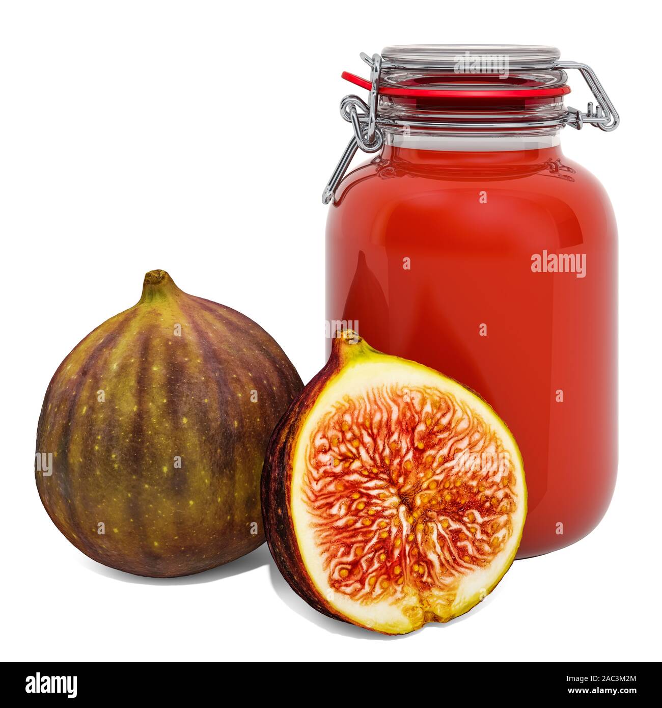 Jar of Common Fig Jam with figs, 3D rendering isolated on white ...