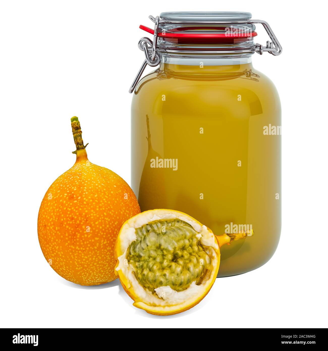 Jar of Grenadia Jam with passion fruits, 3D rendering isolated on white ...