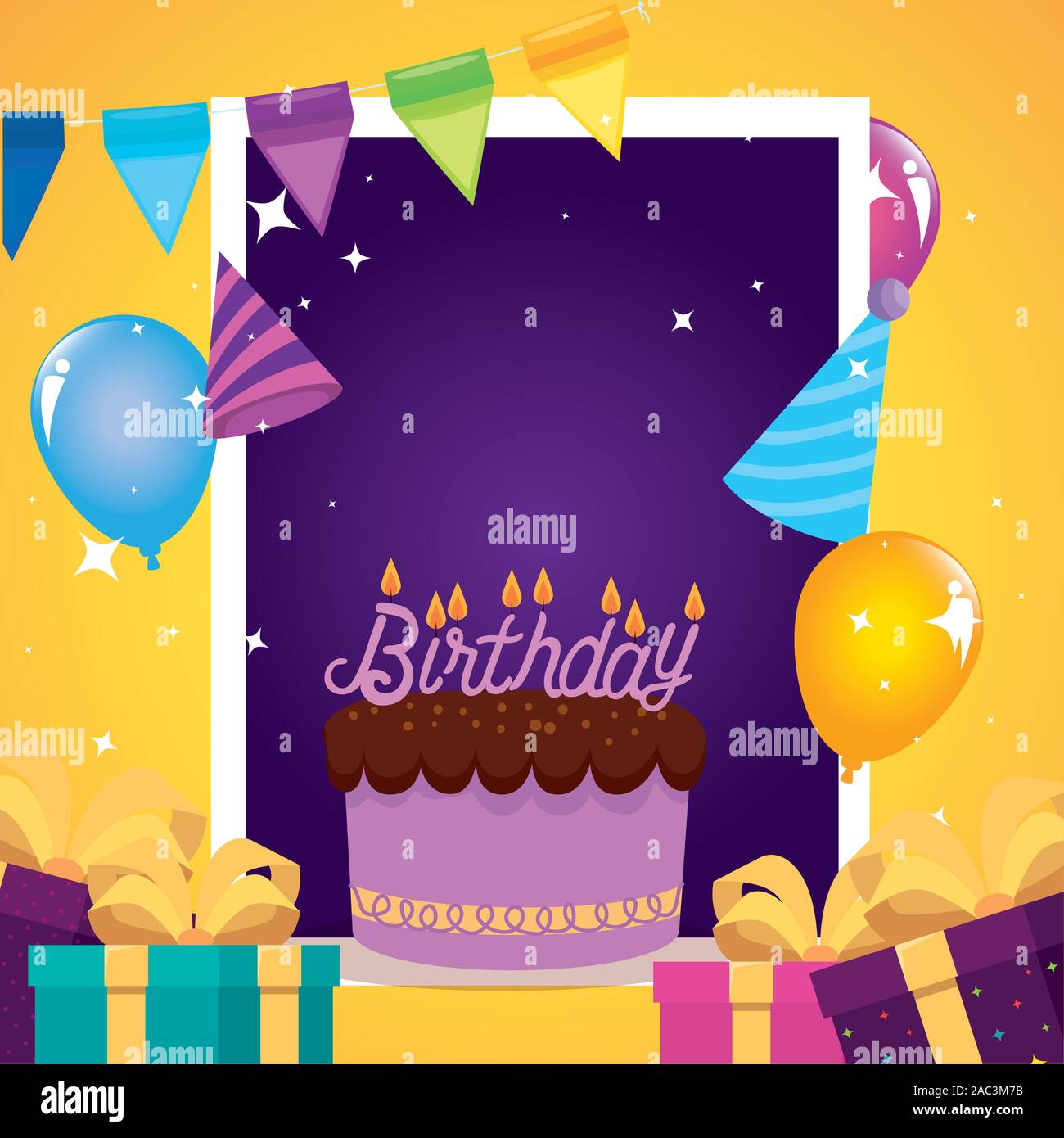 Party hats balloons cake Stock Vector Images - Alamy