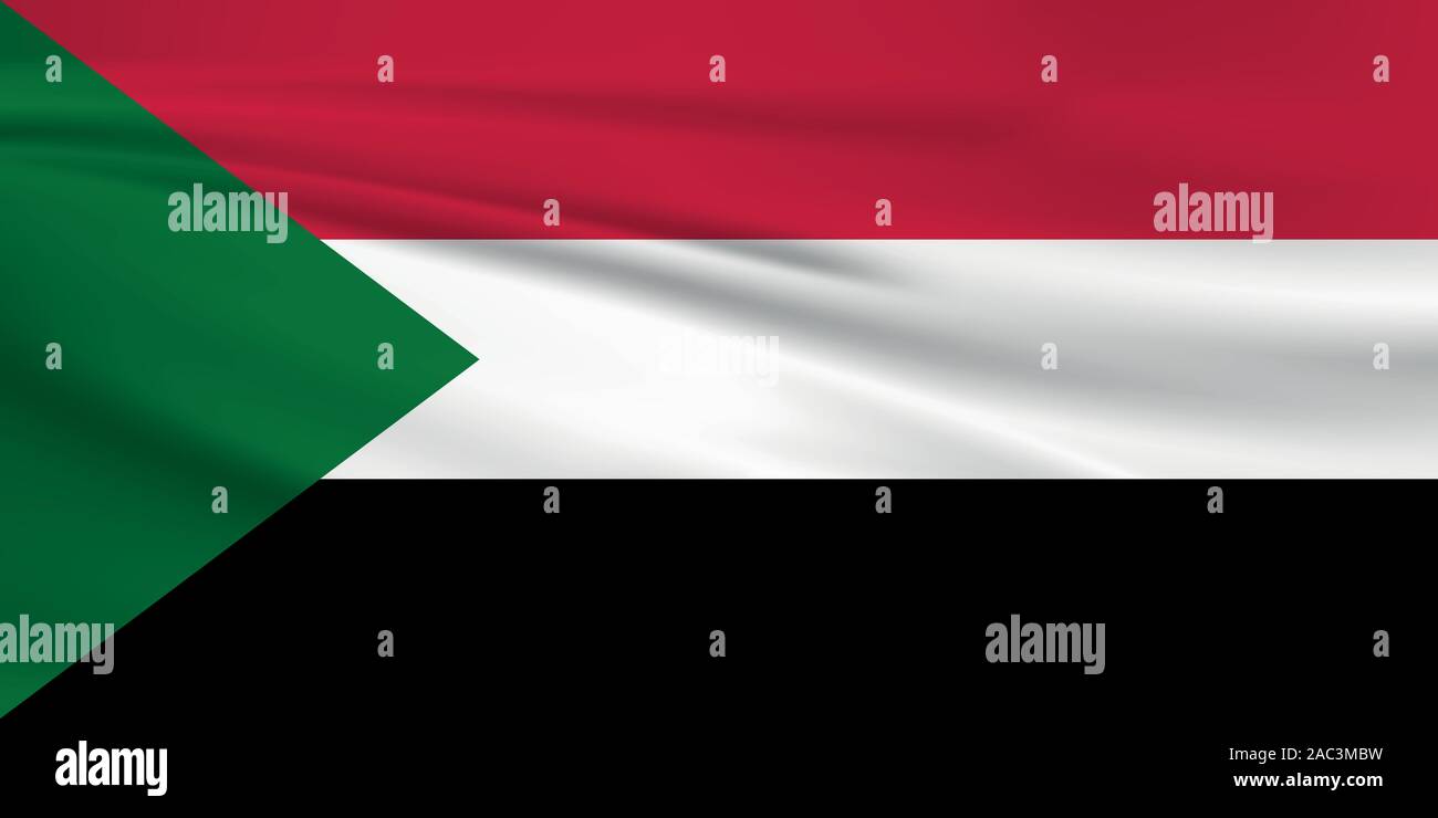 Waving Sudan flag, official colors and ratio correct. Sudan national ...