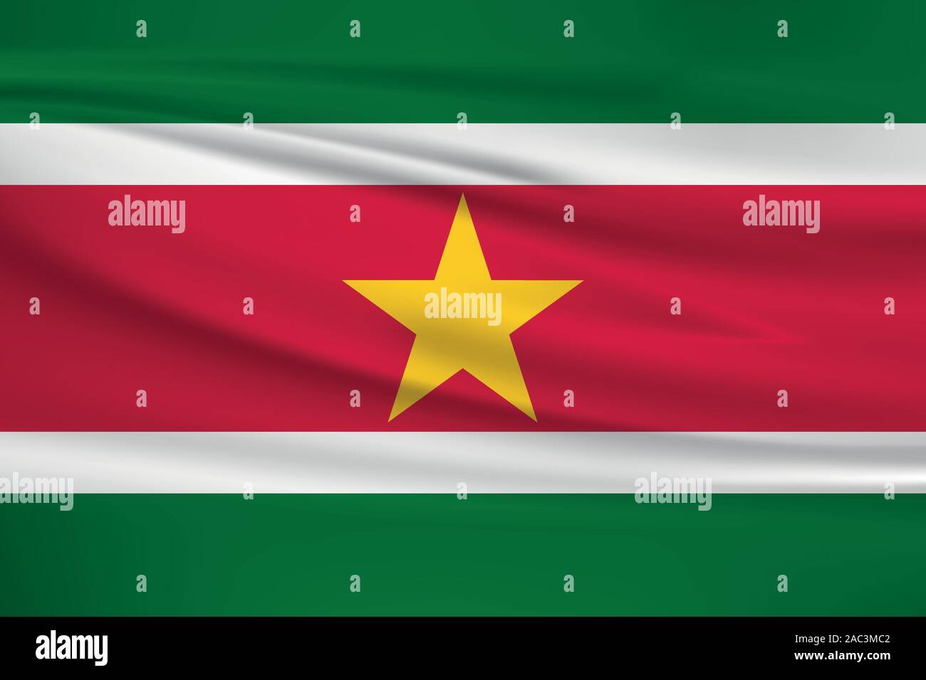 Waving Suriname flag, official colors and ratio correct. Suriname national flag. Vector ...
