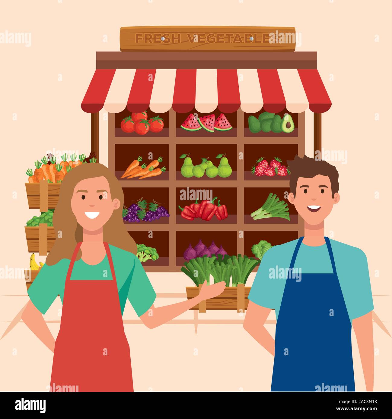 Shop seller woman and man vector design Stock Vector Image & Art - Alamy