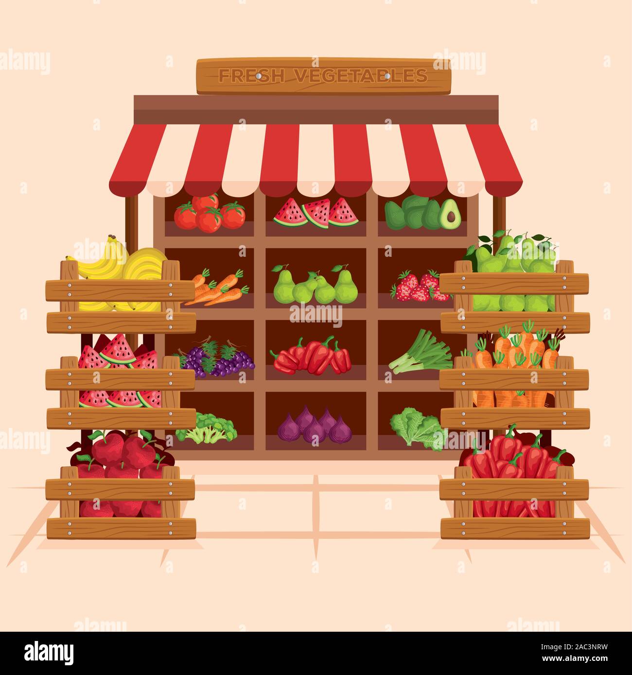 Fruits and vegetables shop vector design Stock Vector Image & Art - Alamy
