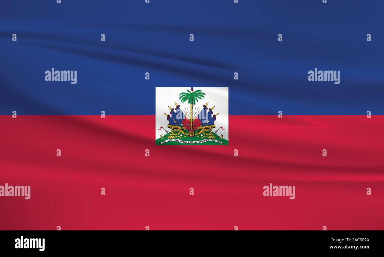 Waving Haiti flag, official colors and ratio correct. Haiti national ...