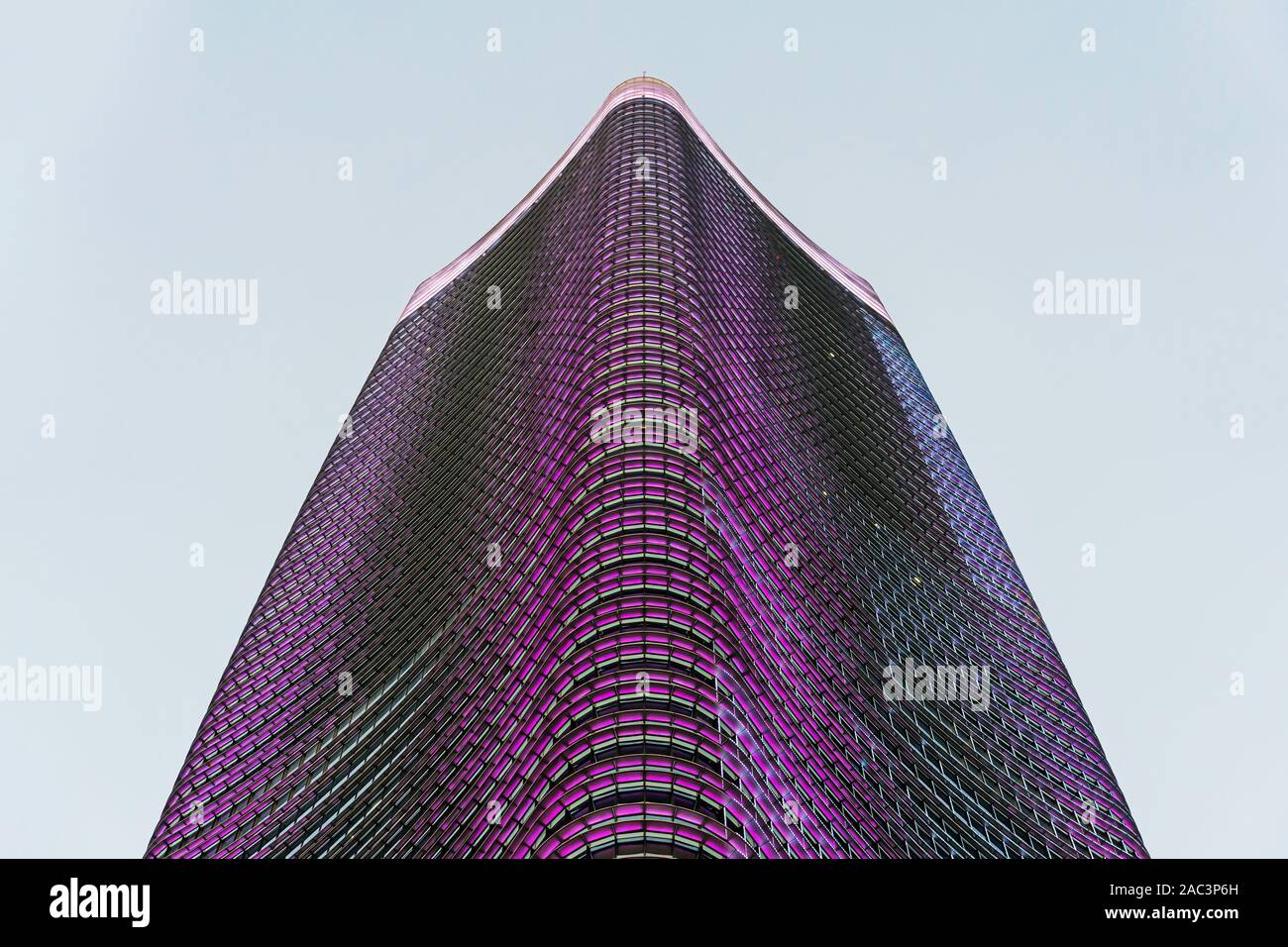 CHINA, SHANGHAI - OCTOBER 25 , 2018. W Hotel Tower and LED Screen on ...