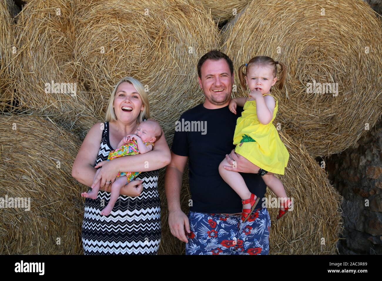 Portrait of British family on holiday in the French Countryside ...
