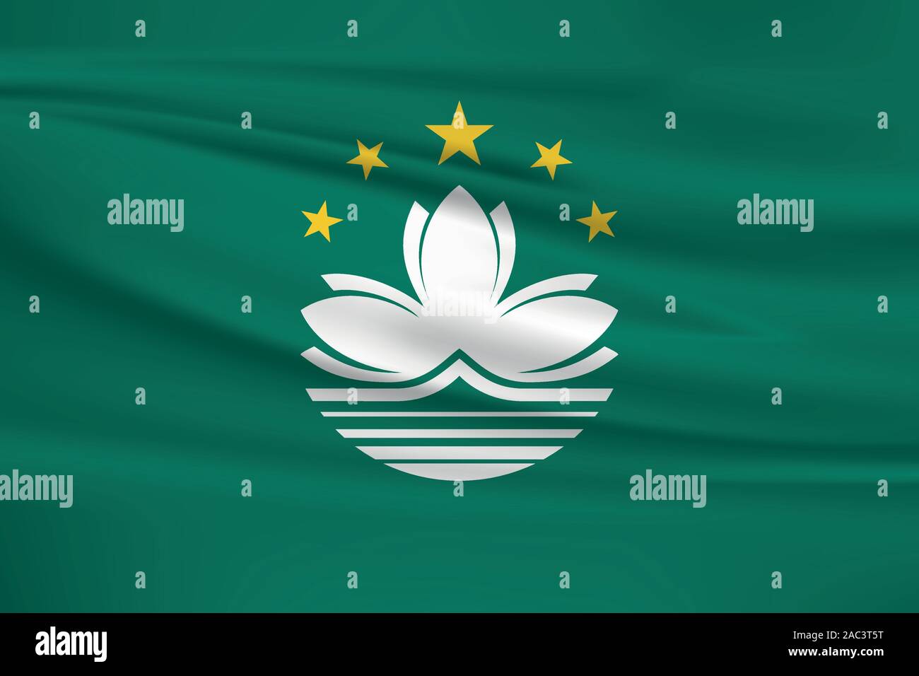 Waving Macau flag, official colors and ratio correct. Macau national ...