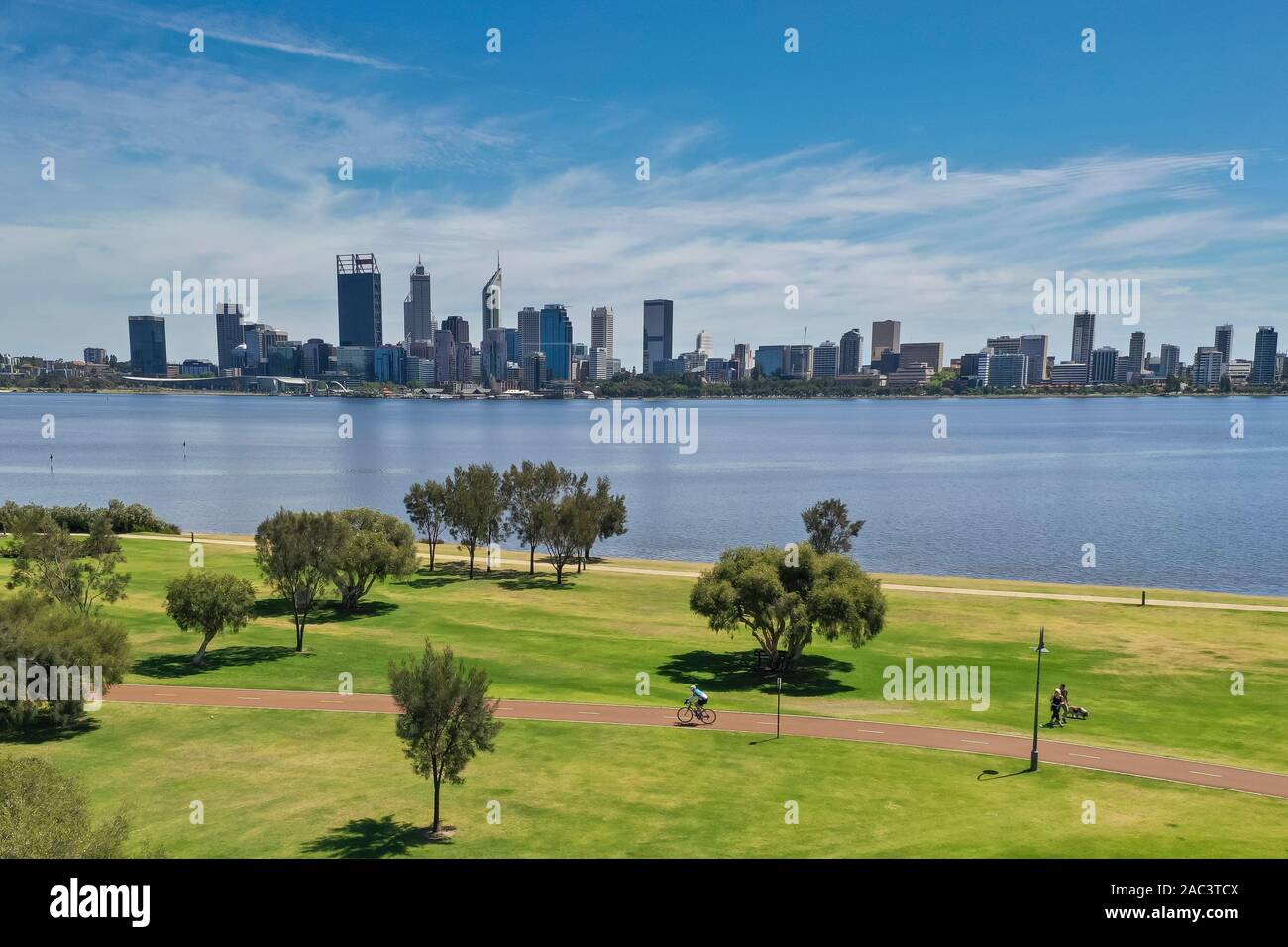 The view of South Perth across the water from Sir James Mitchell Park ...