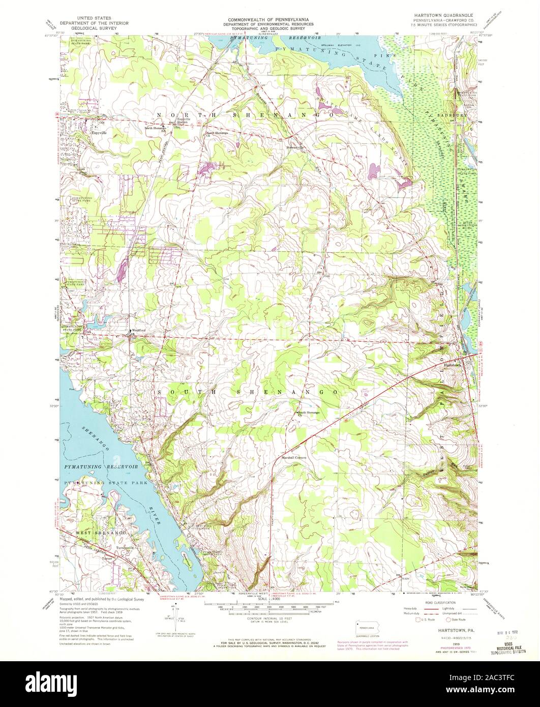 USGS TOPO Map Pennsylvania PA Hartstown 171820 1959 24000 Restoration ...