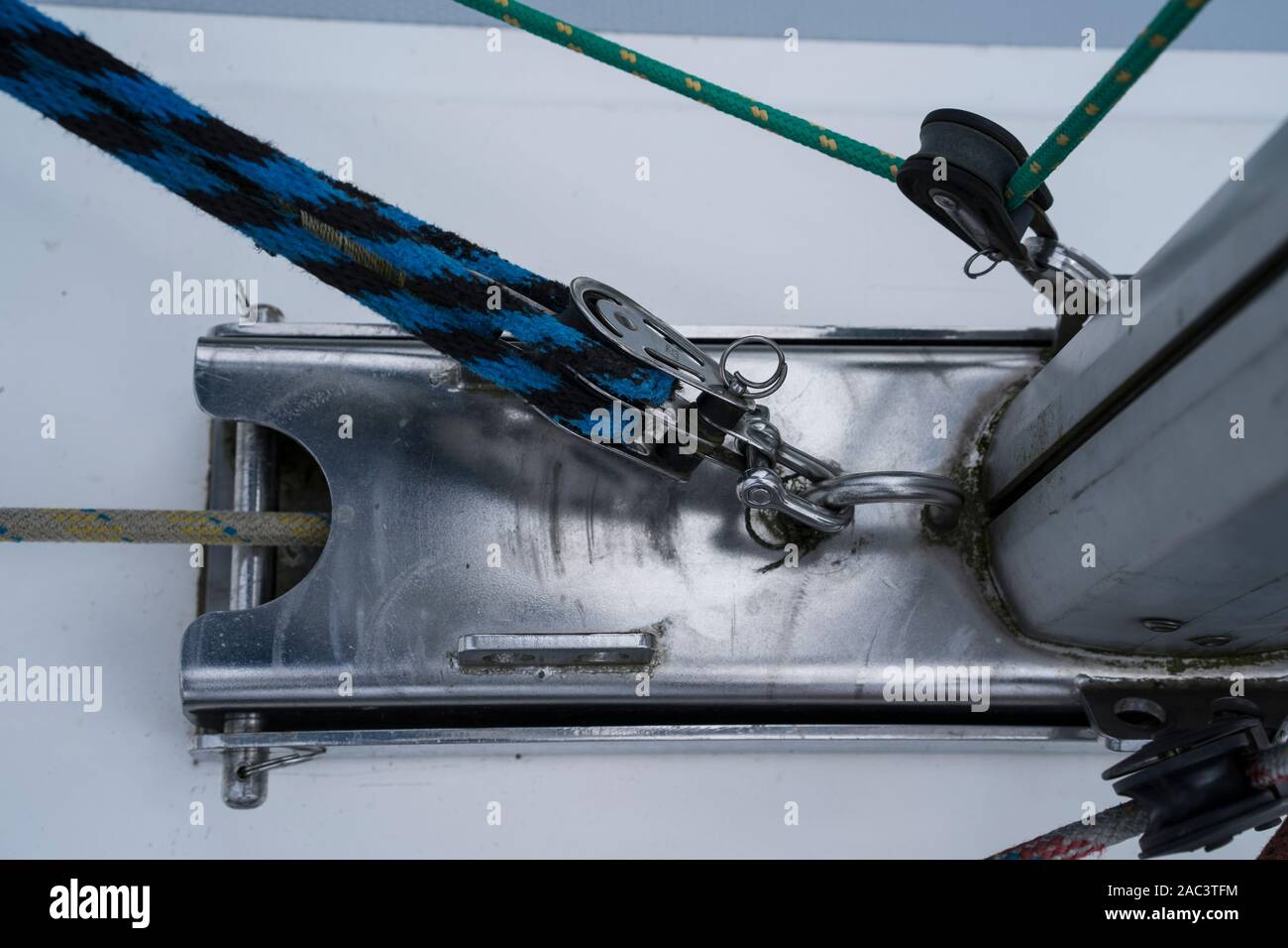 Worn-out rigging on a boat Stock Photo - Alamy