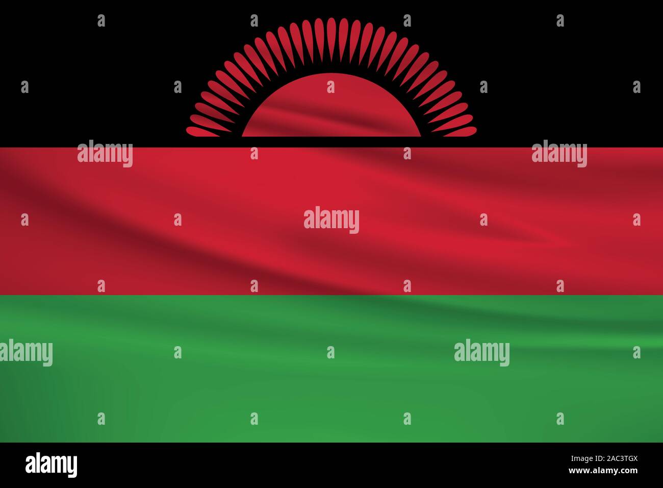 Waving Malawi flag, official colors and ratio correct. Malawi national ...