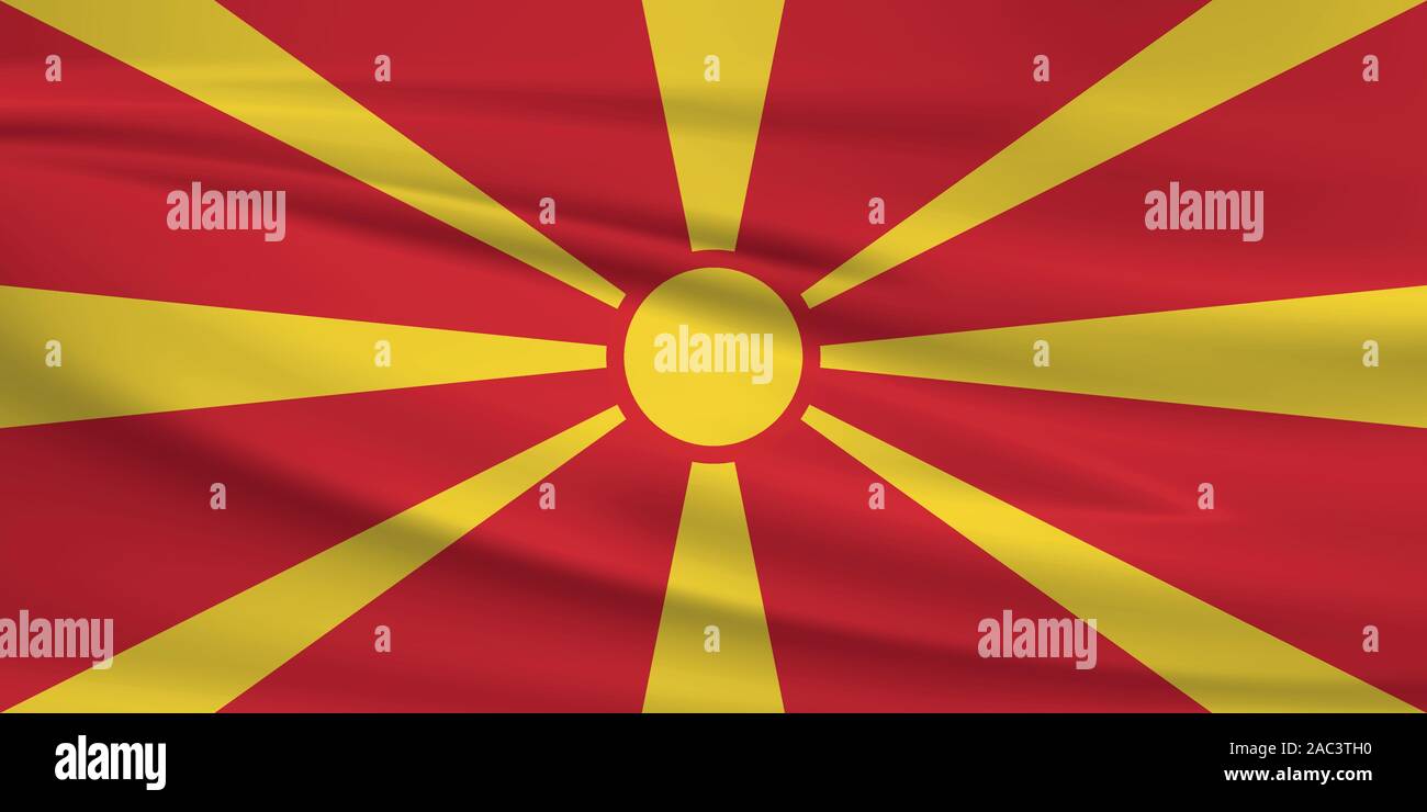 Waving Macedonia flag, official colors and ratio correct. Macedonia ...
