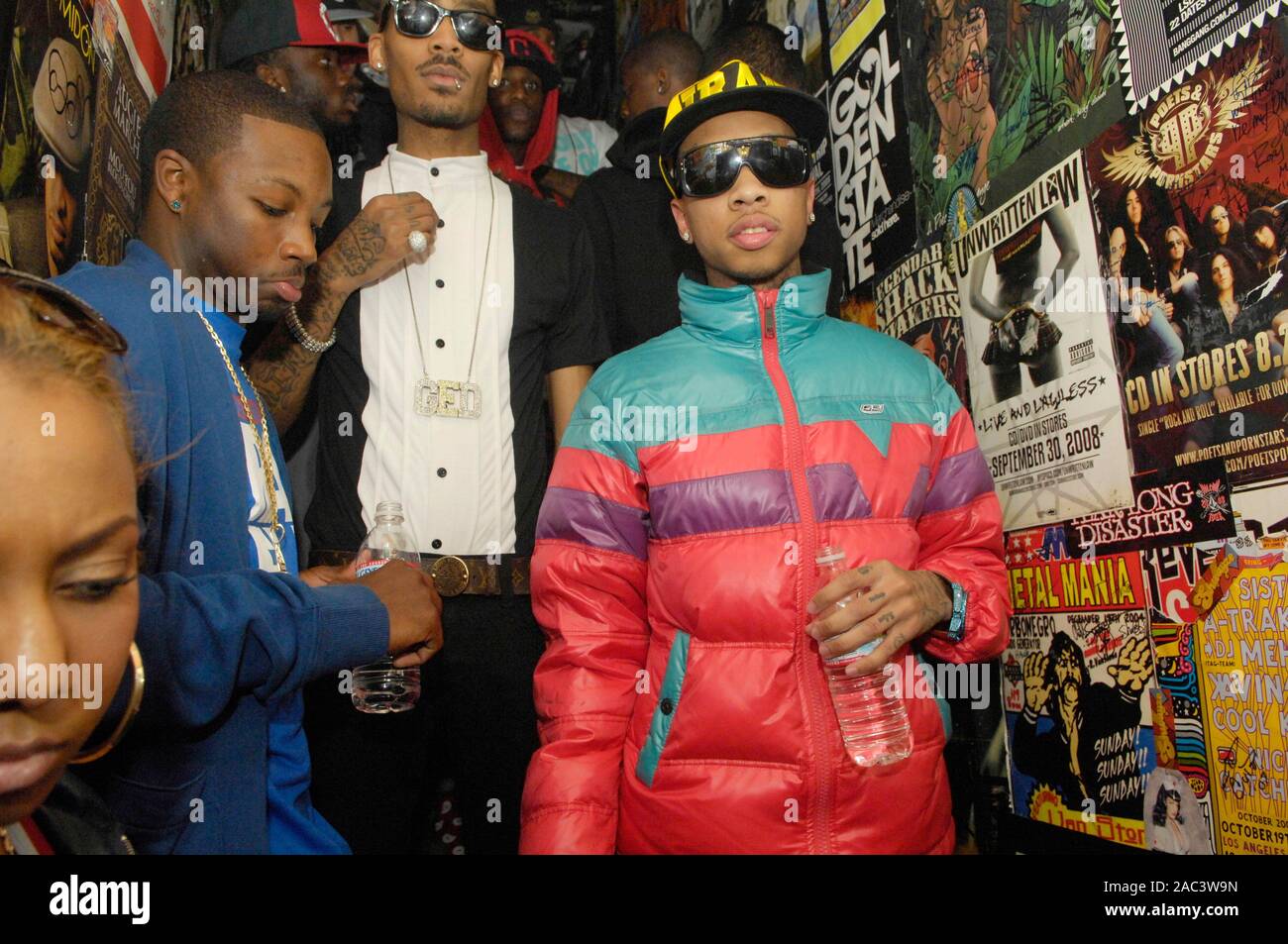 Rapper Tyga (r) backstage at the Roxy on March 25, 2009 in West ...