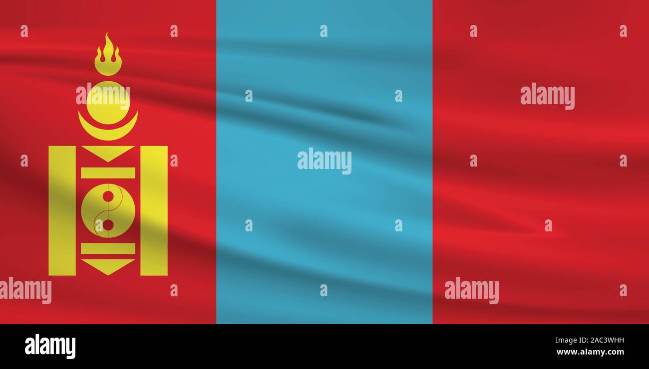Waving Mongolia flag, official colors and ratio correct. Mongolia ...