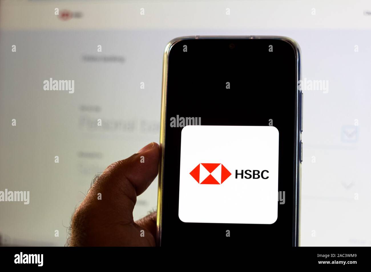 In this photo illustration the HSBC Holdings logo is displayed on a ...