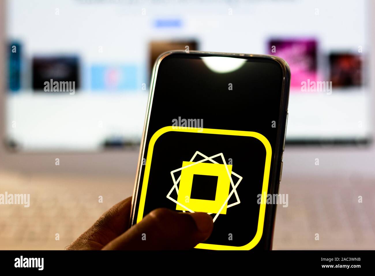 In this photo illustration the Adobe Spark logo is displayed on a ...