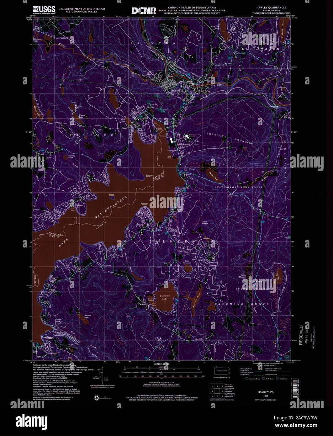 Hawley pennsylvania map hi-res stock photography and images - Alamy