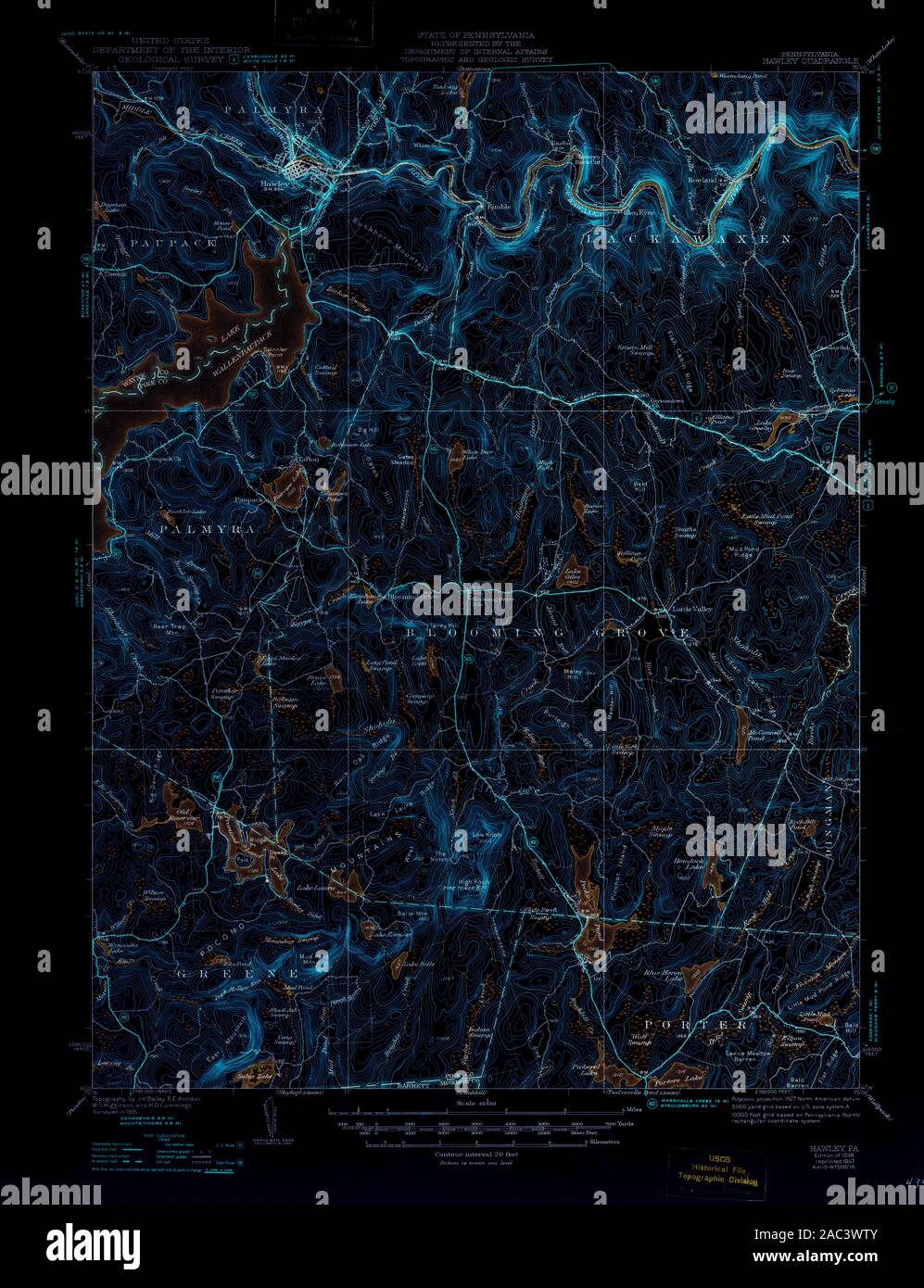 Hawley pennsylvania map hi-res stock photography and images - Alamy