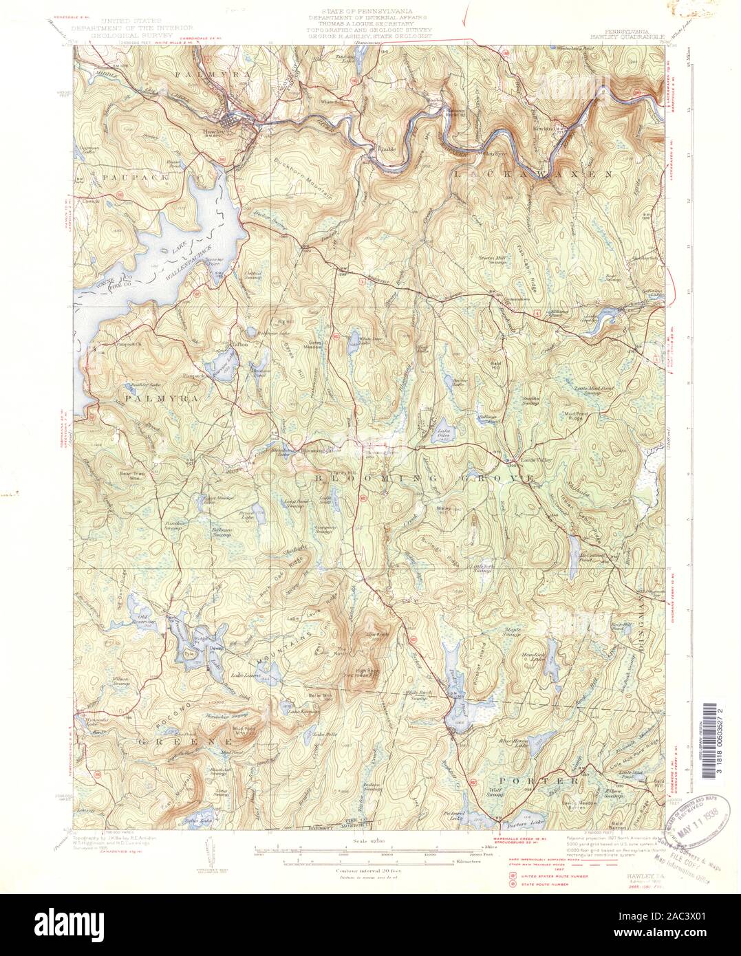 Hawley pennsylvania map hi-res stock photography and images - Alamy