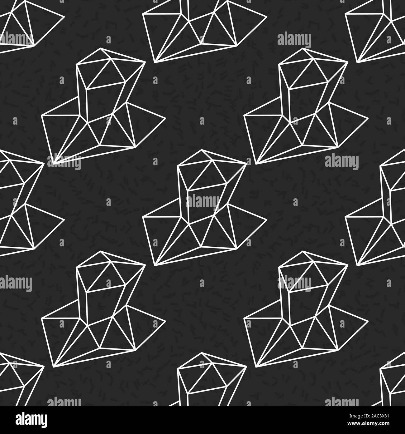 Geometric seamless pattern with linear crystals. Black and white ...