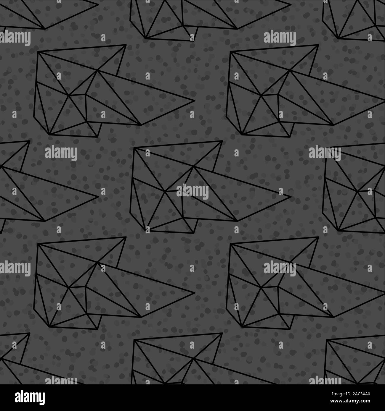 Geometric seamless pattern with linear crystals. Black and white ...