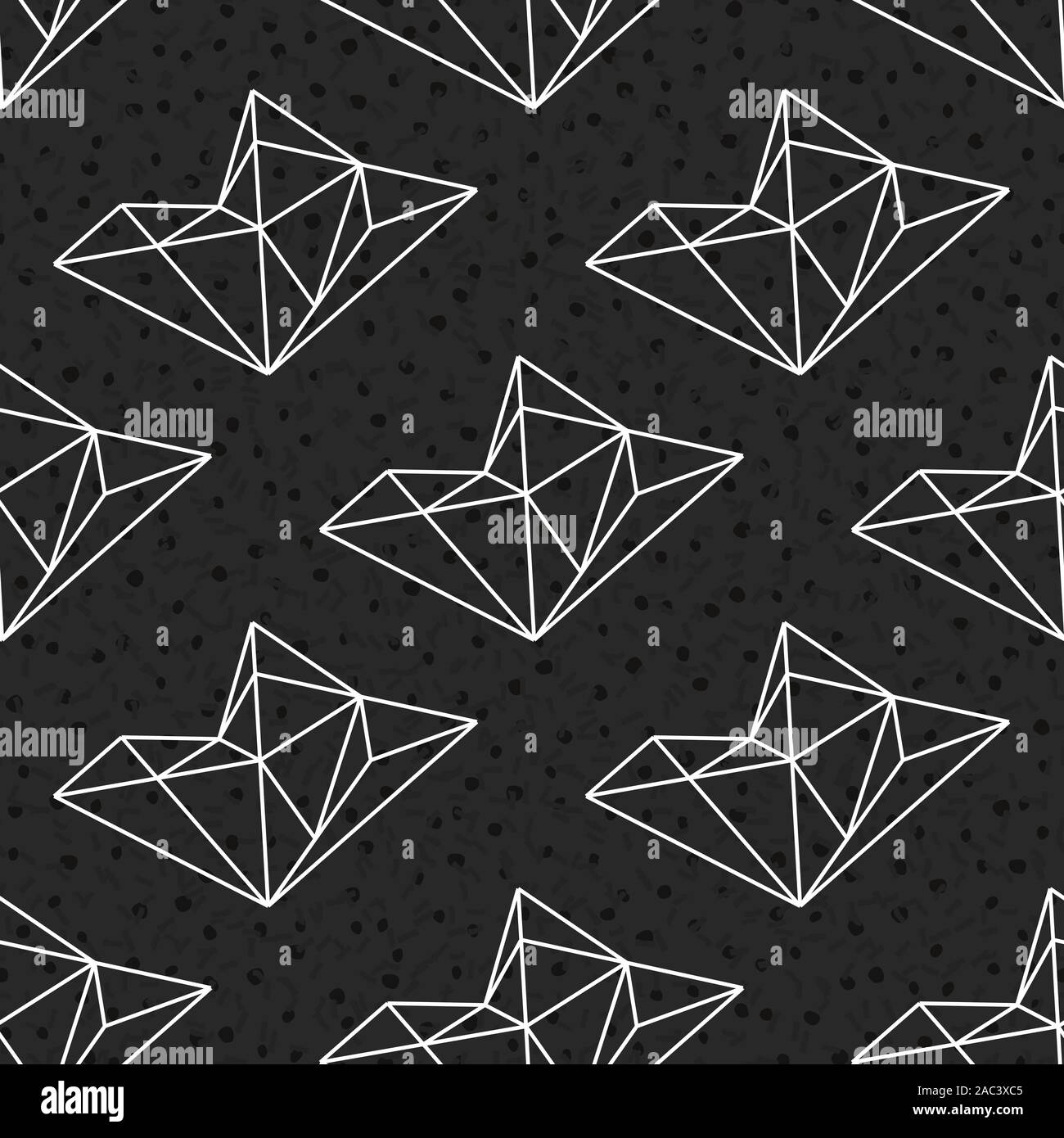 Geometric seamless pattern with linear crystals. Black and white ...
