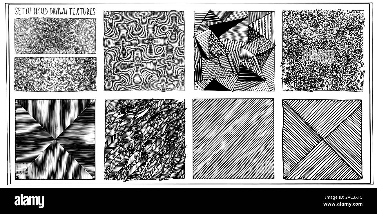 Set of Hand Drawn Textures. For your design, made in vector Stock ...