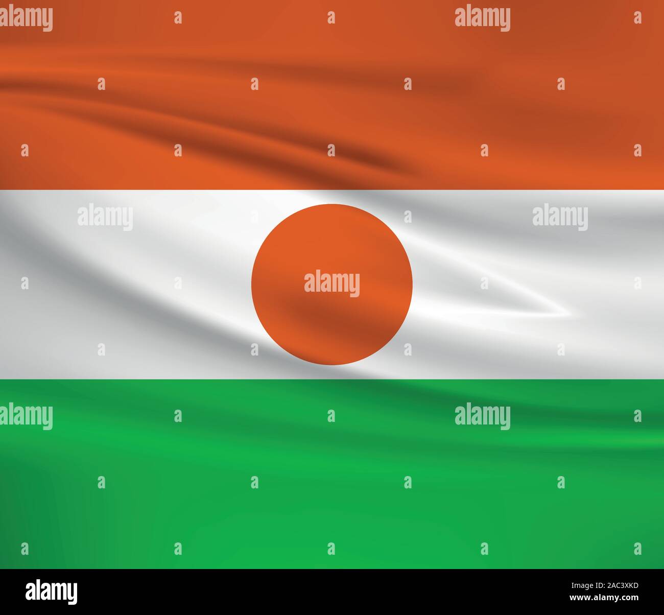 Waving Niger flag, official colors and ratio correct. Niger national ...