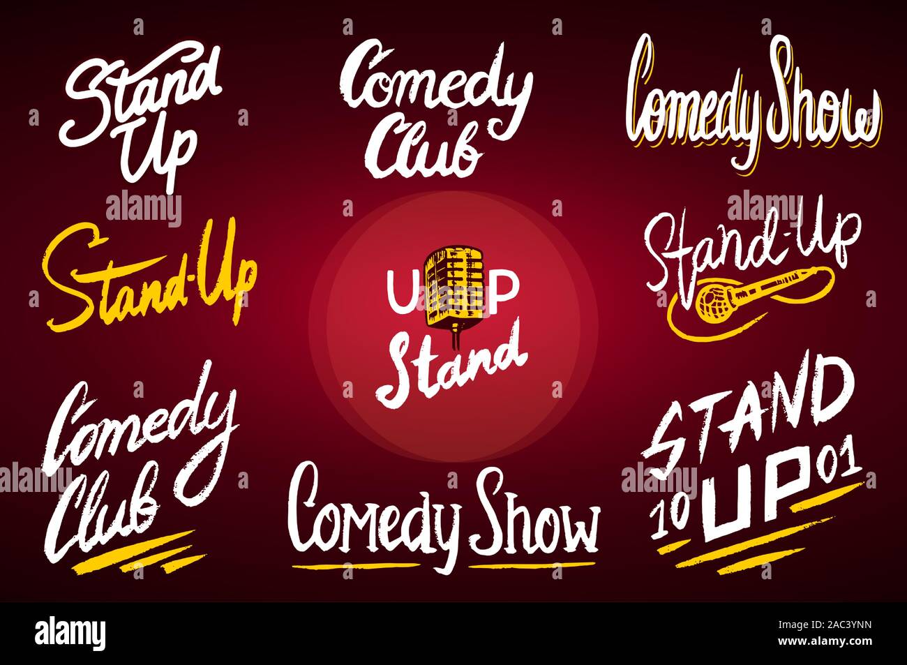 Lettering Stand Up. Calligraphic text comedy show. Engraved hand drawn ...