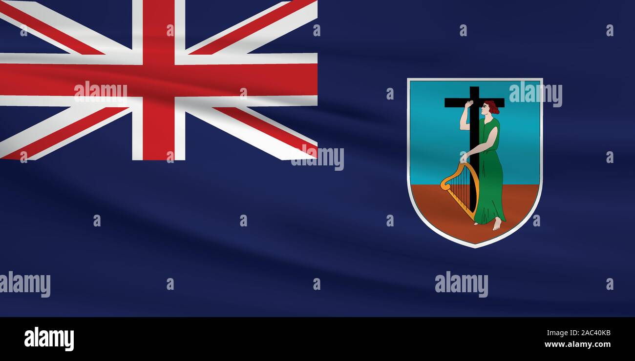 Waving Montserrat flag, official colors and ratio correct. Montserrat ...