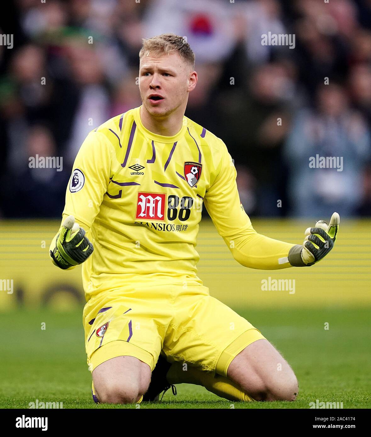 Bournemouth goalkeeper Aaron Ramsdale appeals during the Premier League ...