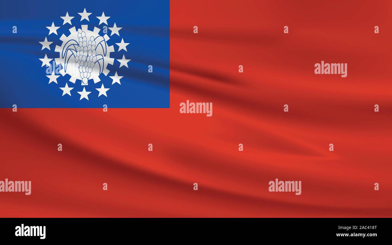 Waving Myanmar flag, official colors and ratio correct. Myanmar ...