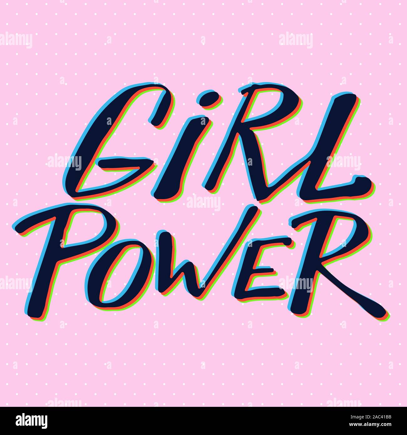 Girl slogan with 3d stereo effect. Hand drawn lettering. Womens right ...