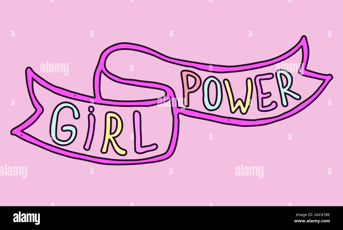 Girl power quote. Grl pwr hand drawn lettering. Womens right slogan. Female, feminism symbols ...