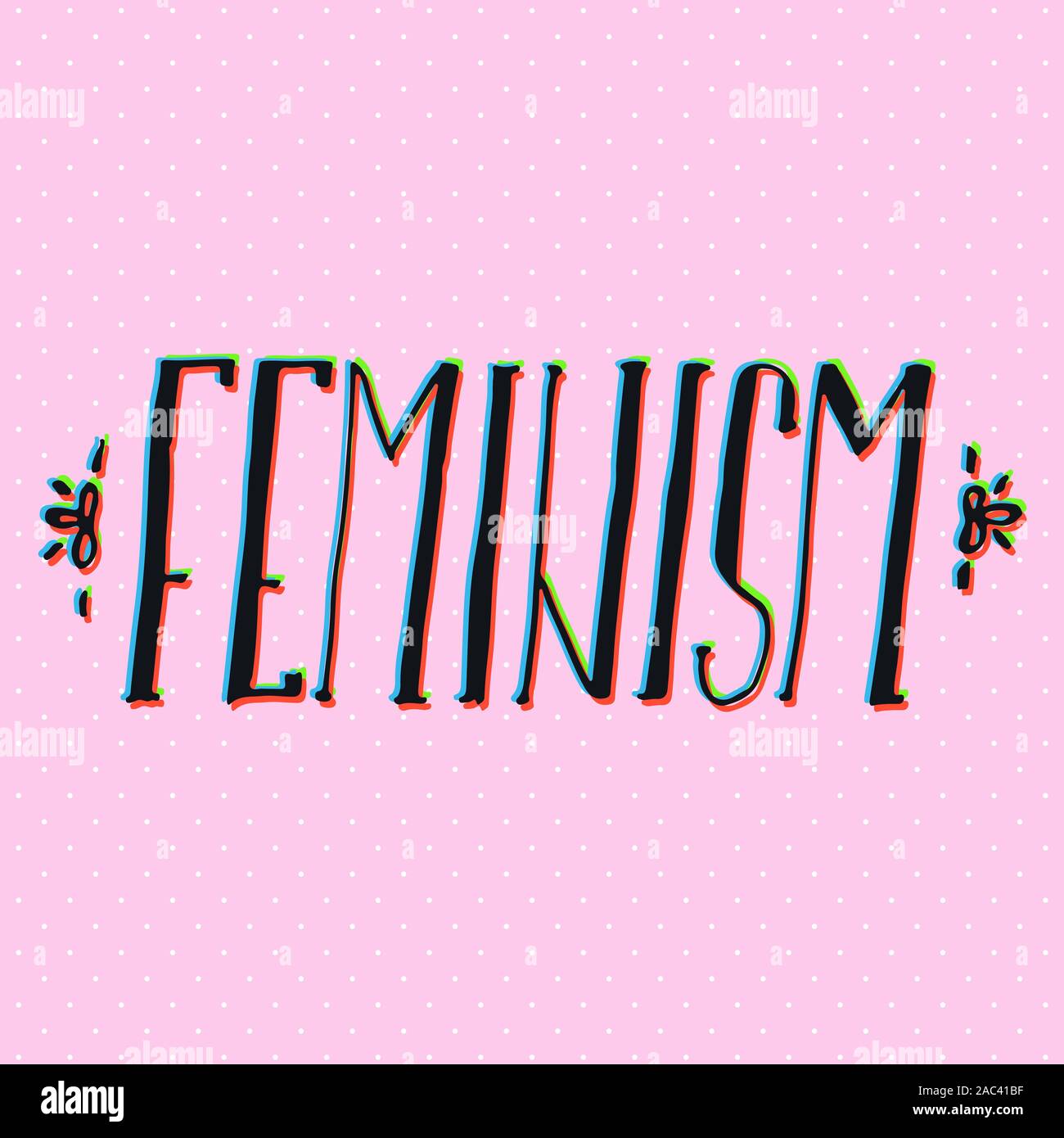 Girl slogan with 3d stereo effect. Hand drawn lettering. Womens right ...