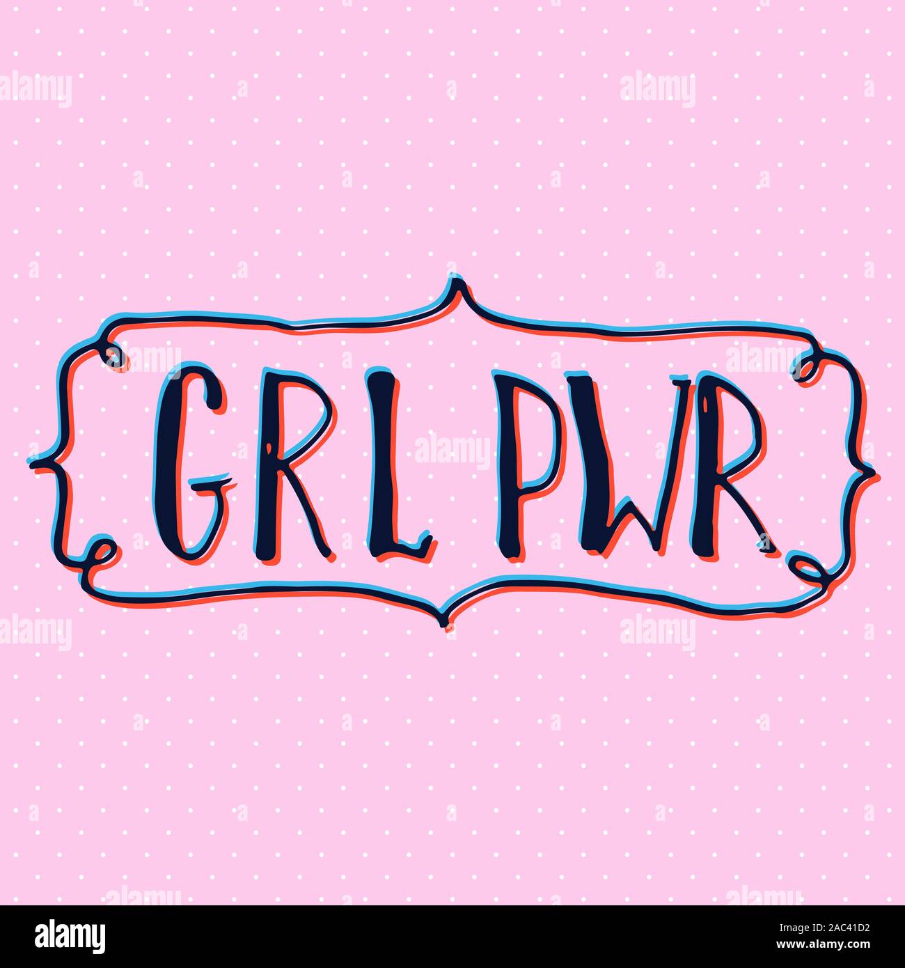 Girl power quote. Grl pwr hand drawn lettering. Womens right slogan. Female, feminism symbols ...